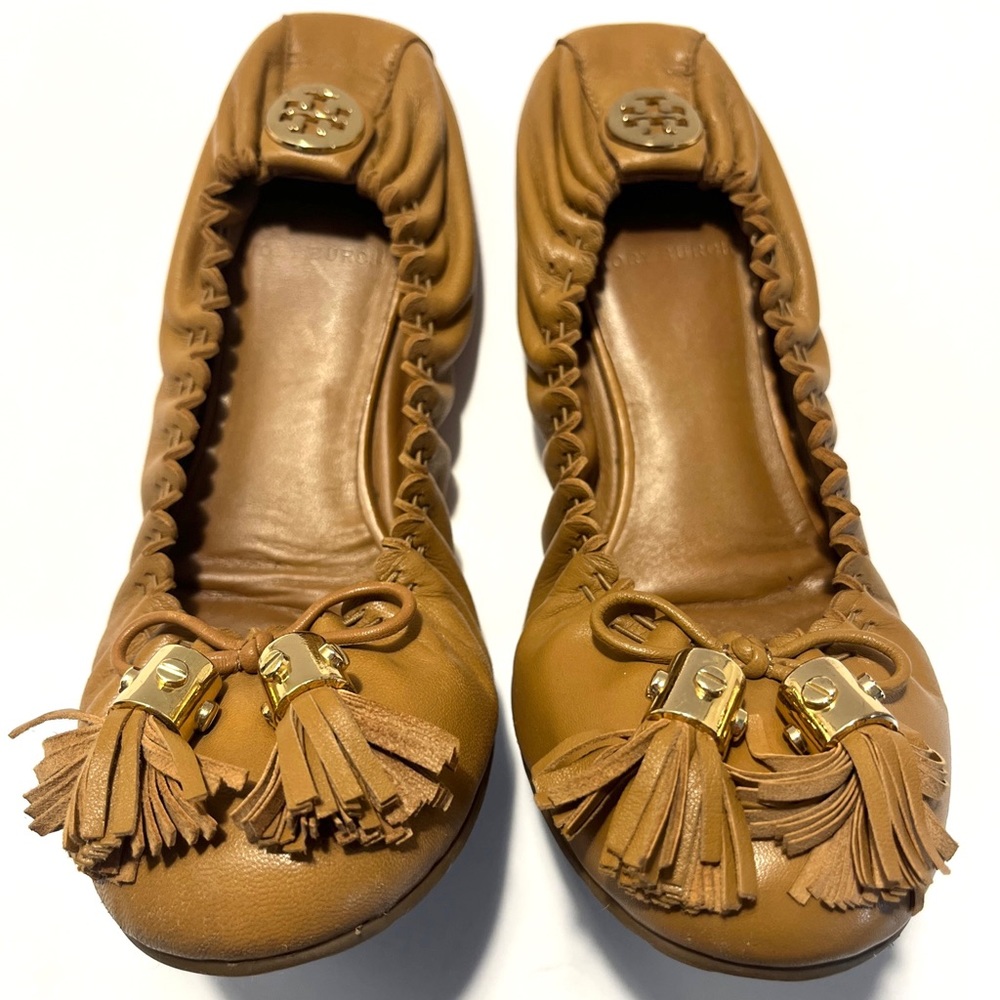 Tory Burch Reese Slip On Tassel Logo Leather Ballet F… - Gem